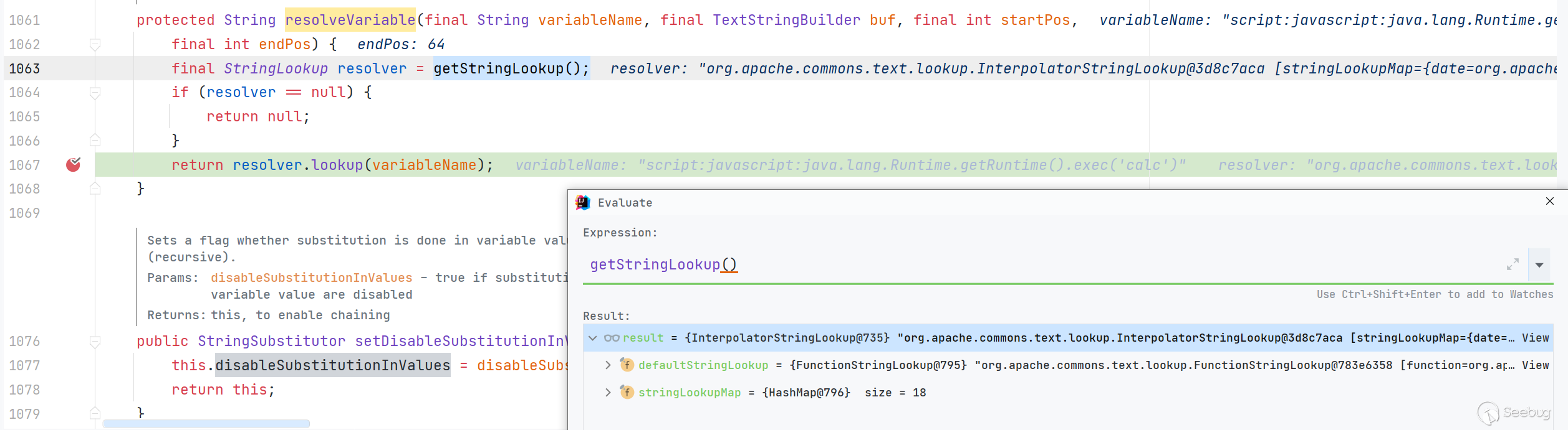 Apache Commons Text 远程命令执行 Cve 2022 42889